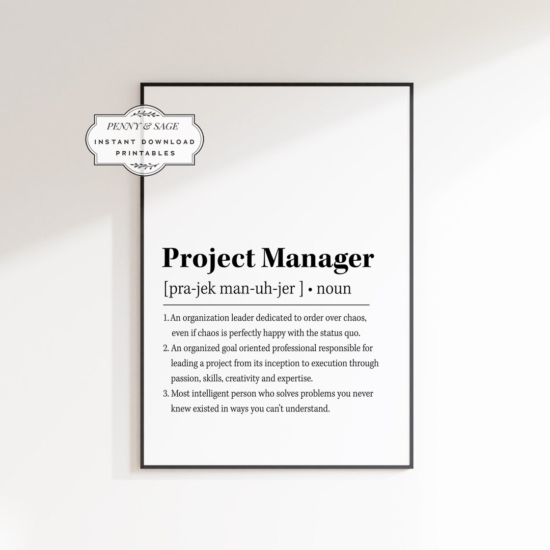 Project Manager Definition, Project Manager Gift, Office Prints ...