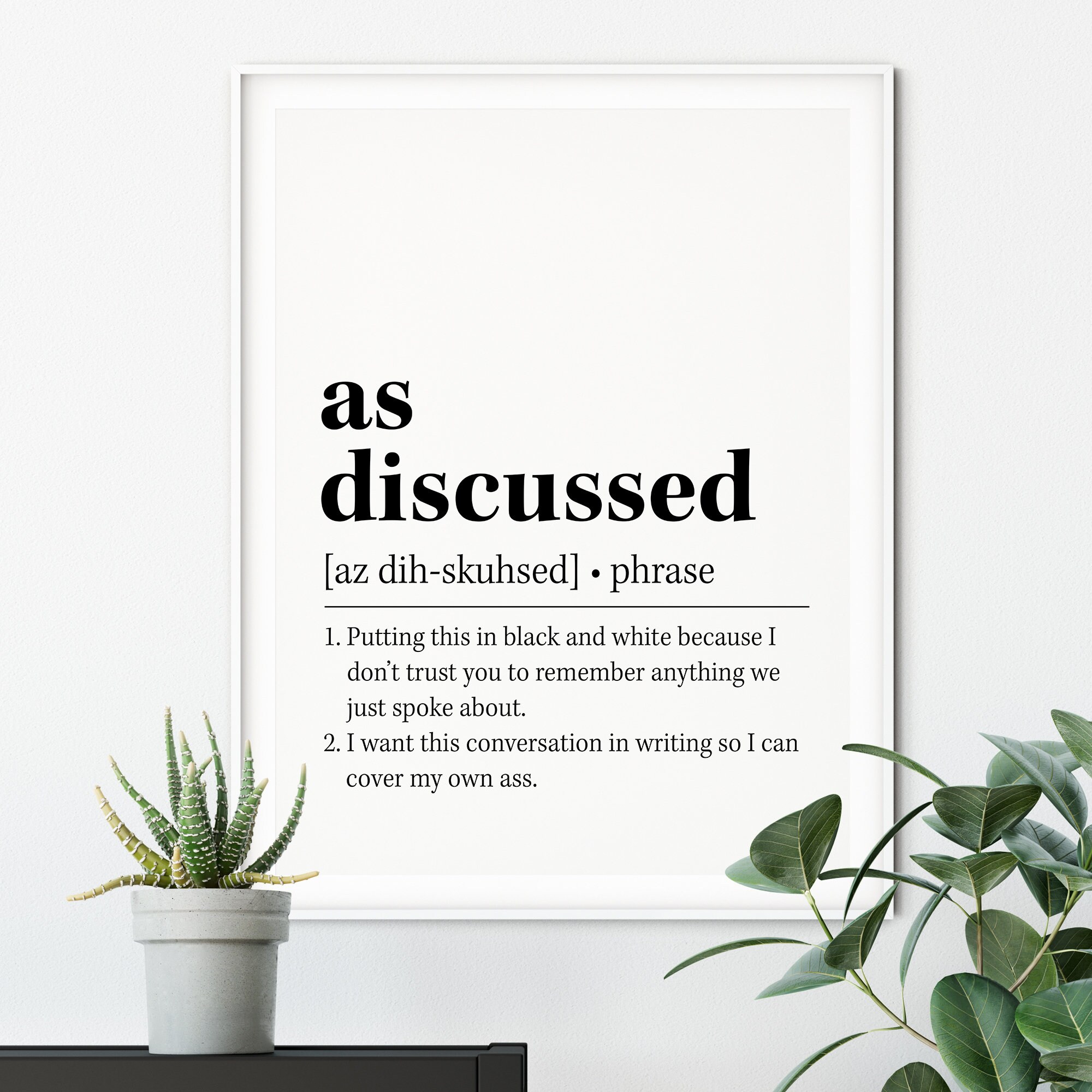 As Discussed Definition Printable, Funny Office Quote Print, Home ...