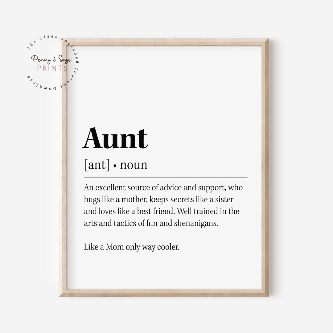Aunt Definition Wall Art, Aunt Quote, Printable Wall Art Gift for Aunt ...