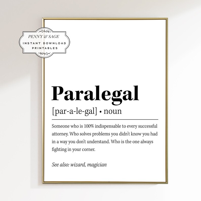 Paralegal Definition Print, Gift for Paralegal, Funny Paralegal Gift ...