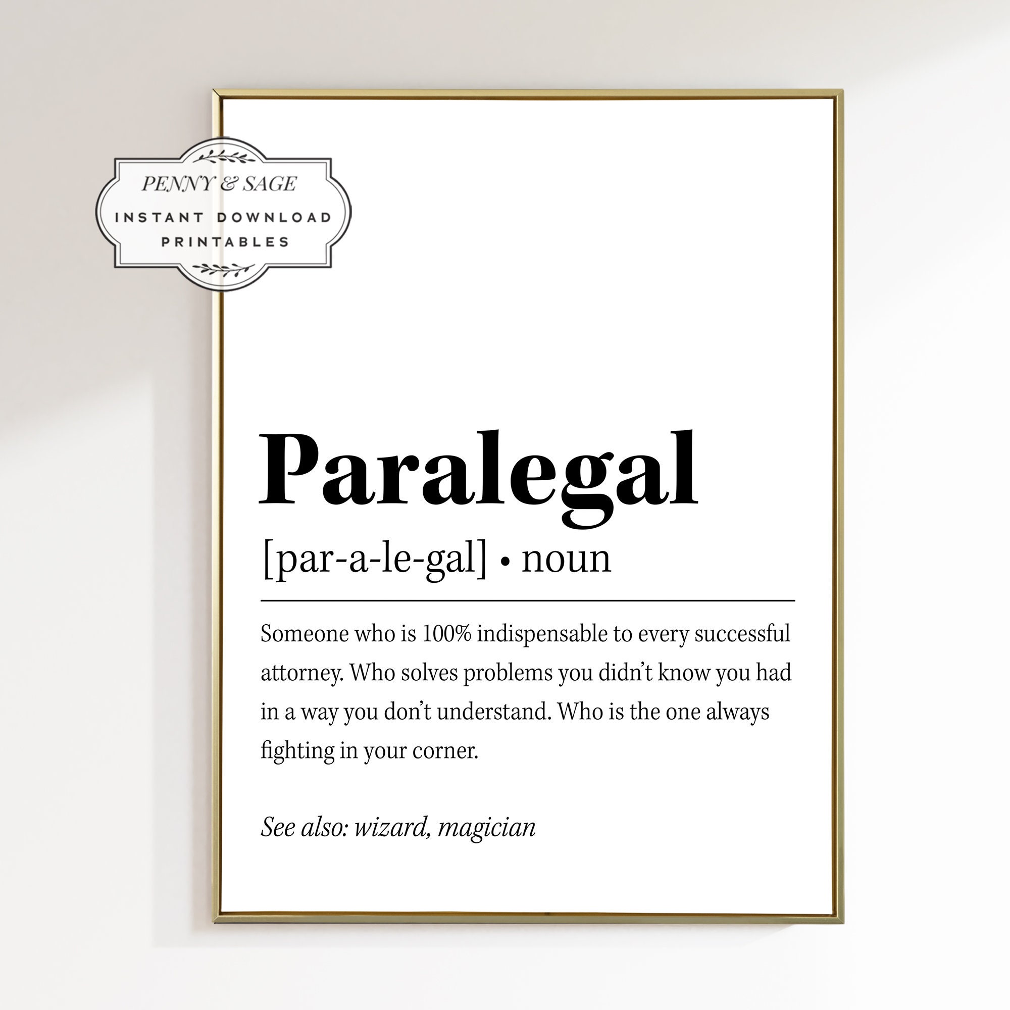 Paralegal Definition Print, Gift for Paralegal, Funny Paralegal Gift ...