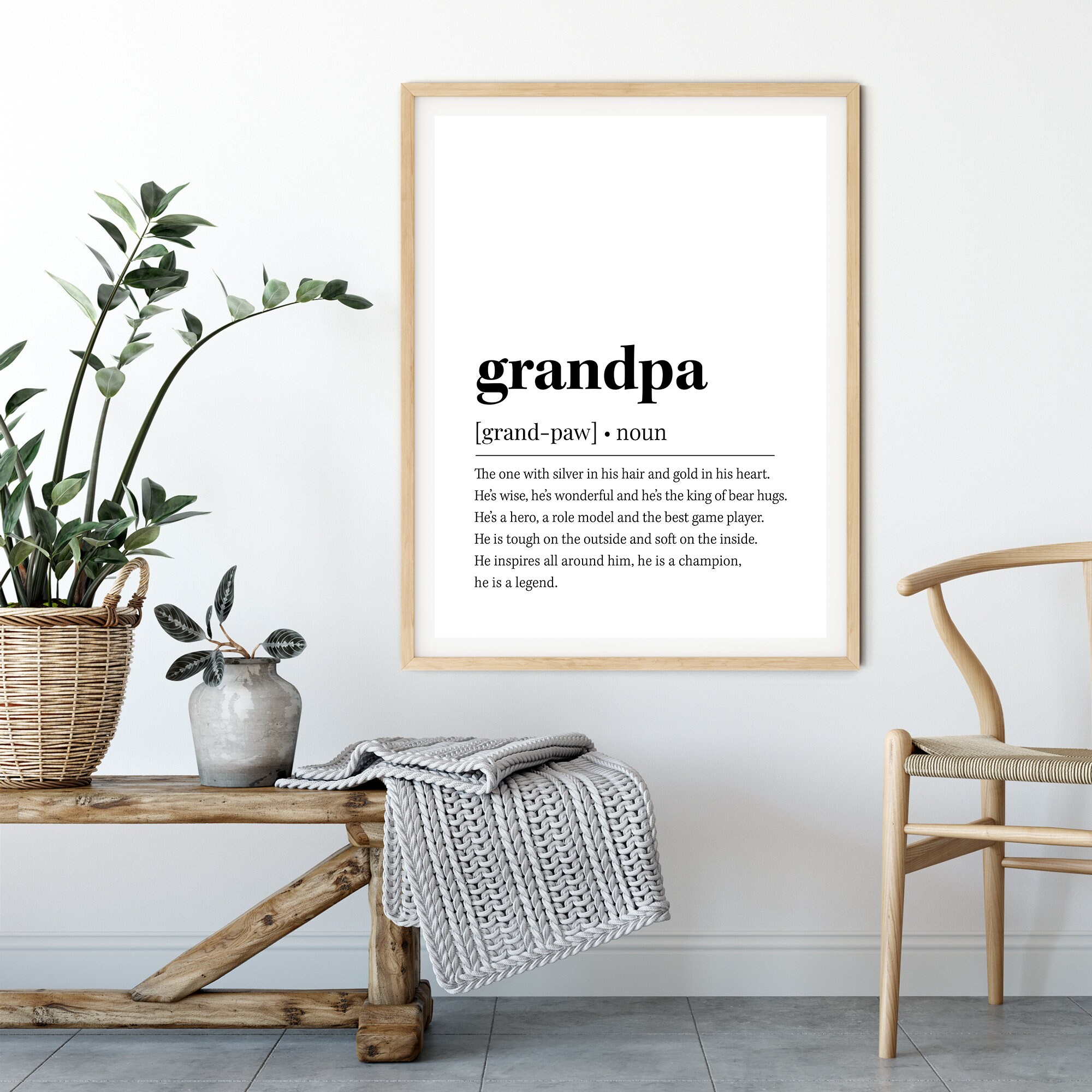 Grandpa Definition Wall Art, Grandpa Quote Decor, Printable Wall Art ...
