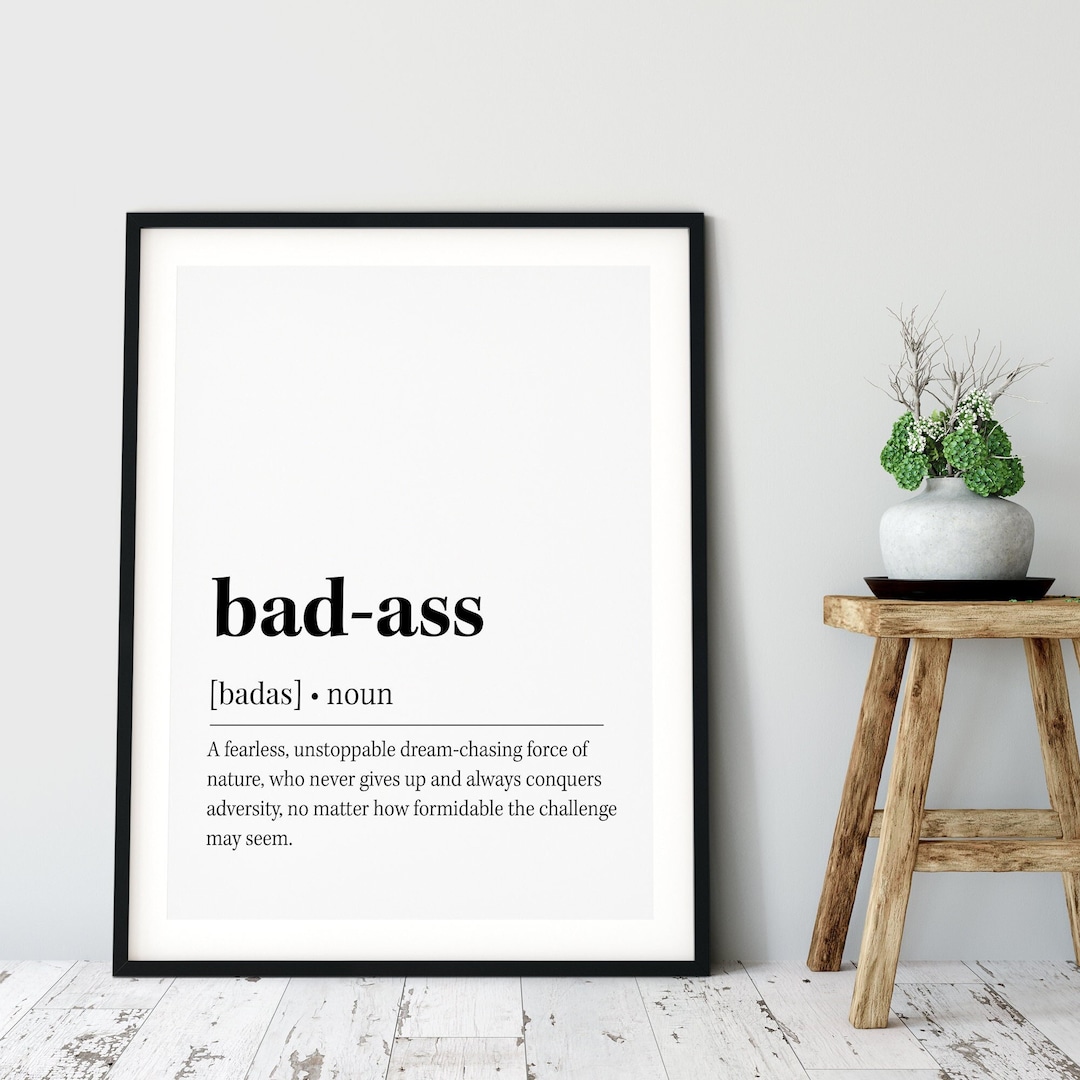 Badass Definition Wall Art, Bad-ass Quote Decor, Funny Office Wall Art ...