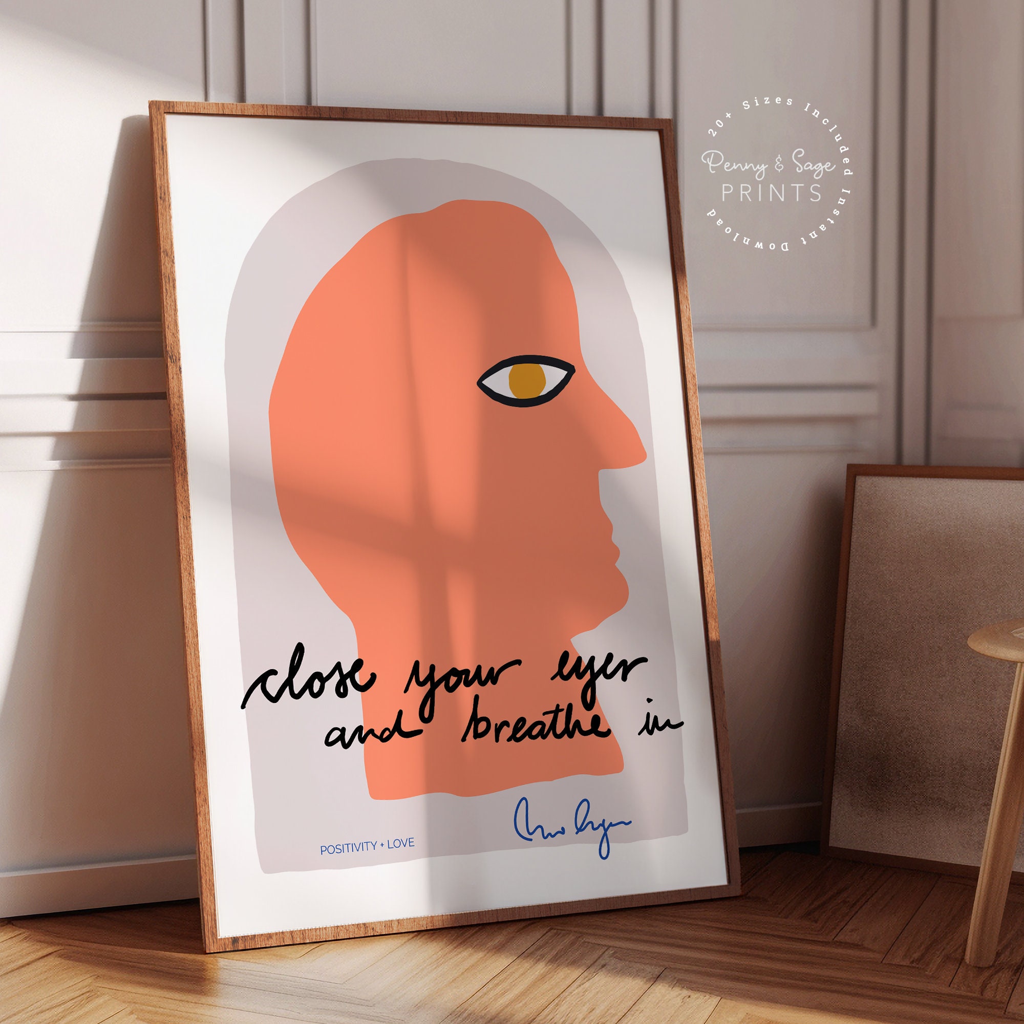 Retro Abstract Profile Poster Gallery Wall Art, Trendy Wall Art, Face ...