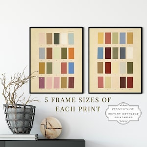 Set of 2: Vintage Paint Swatches, Vintage Colors Chart, PRINTABLE Wall ...