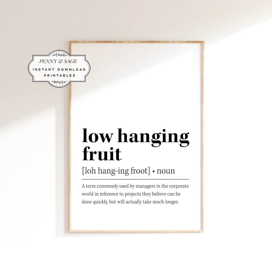 Low Hanging Fruit Definition Print, Funny Office Sign, Cubicle Decor ...