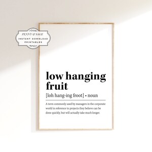 Low Hanging Fruit Definition Print, Funny Office Sign, Cubicle Decor ...