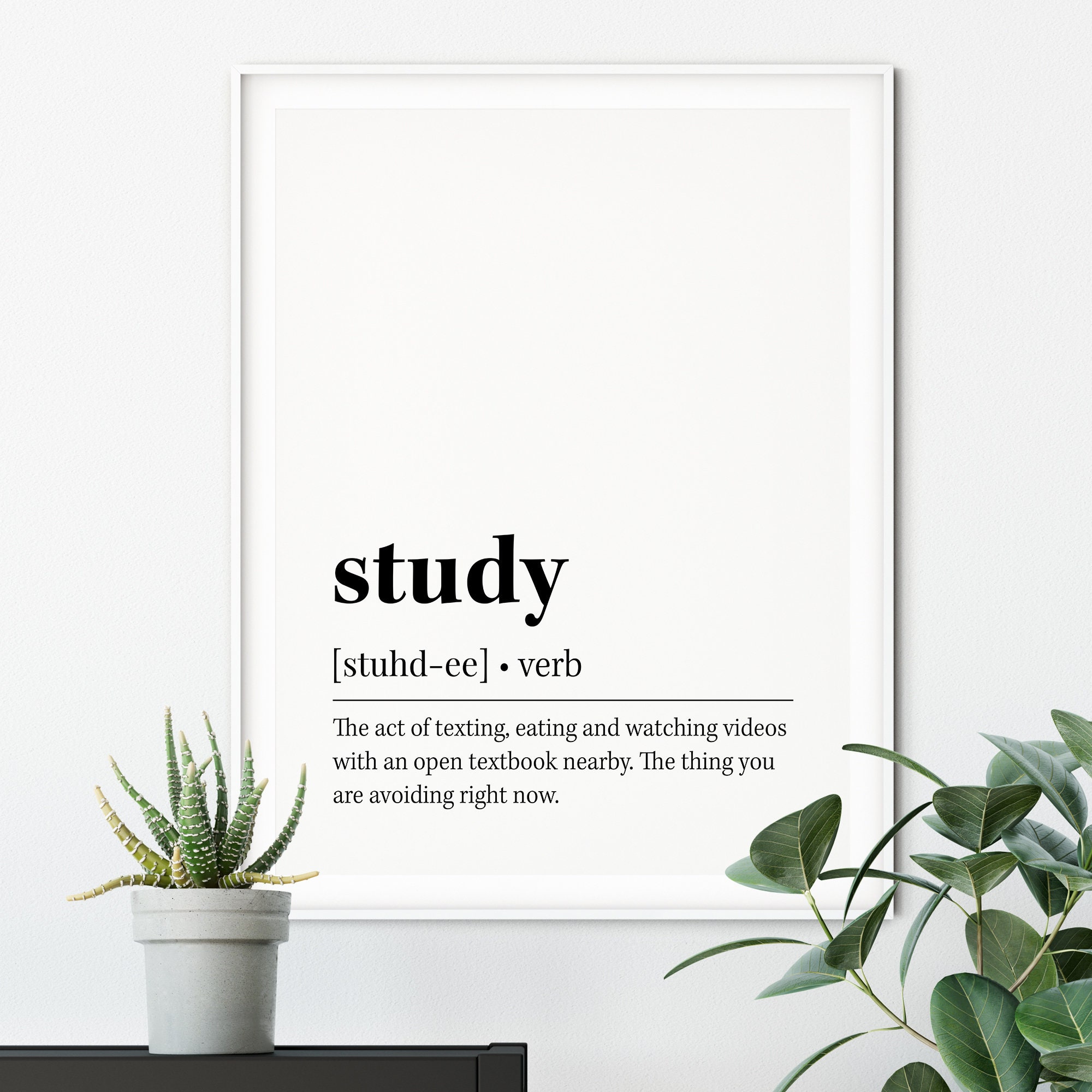 Study Definition Wall Art, Study Quote Decor, Black and White Prints ...