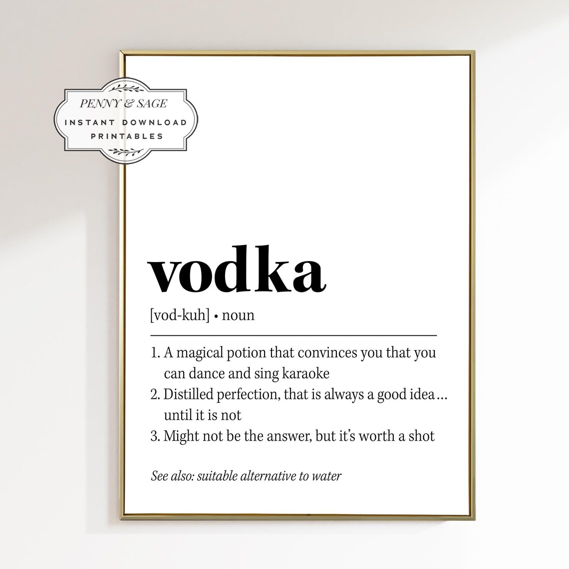 Vodka Definition Printable, Trendy Bar Print, Cocktail Kitchen Art ...