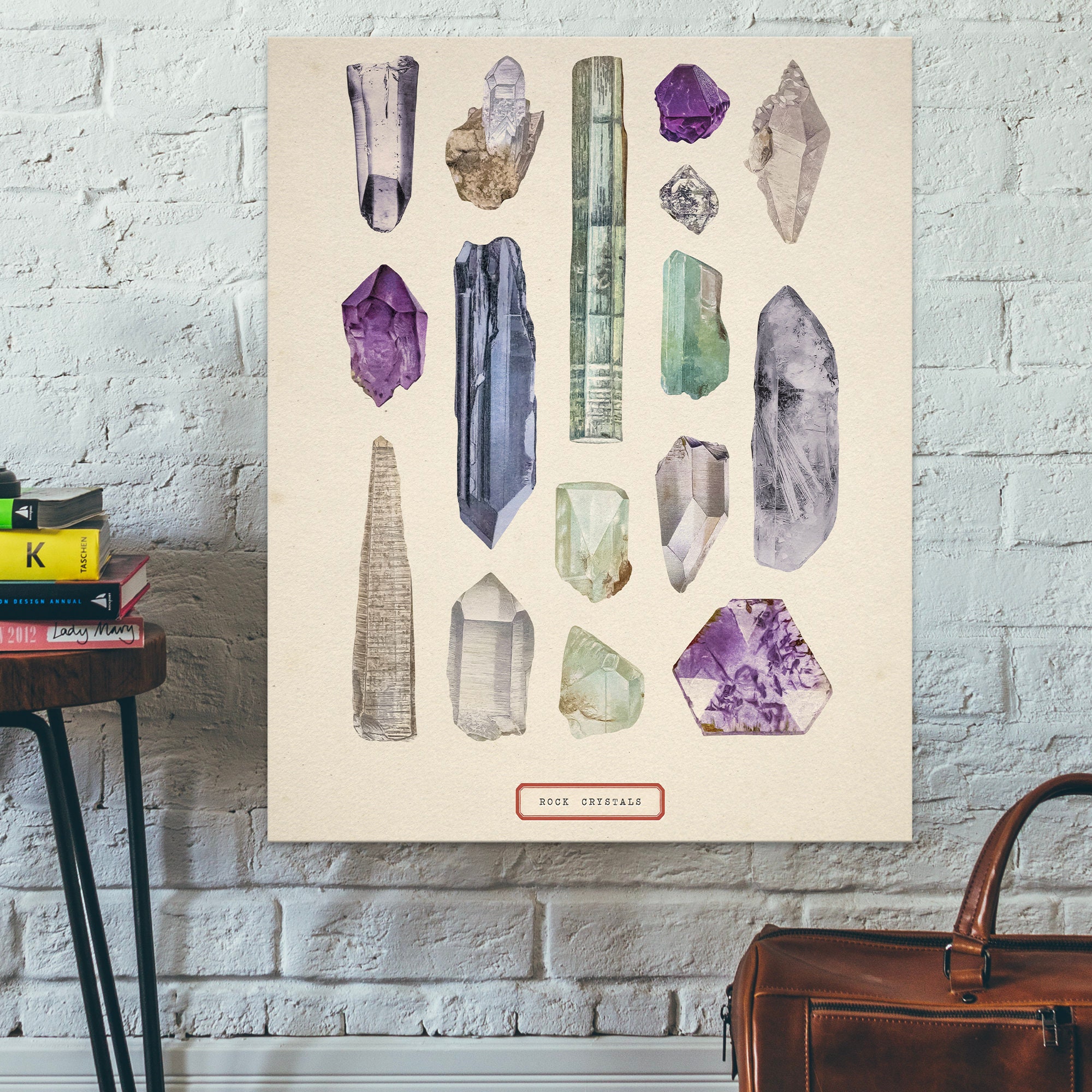 Vintage Rock Crystals Chart Print, Minerals Gemstone Wall Decor ...