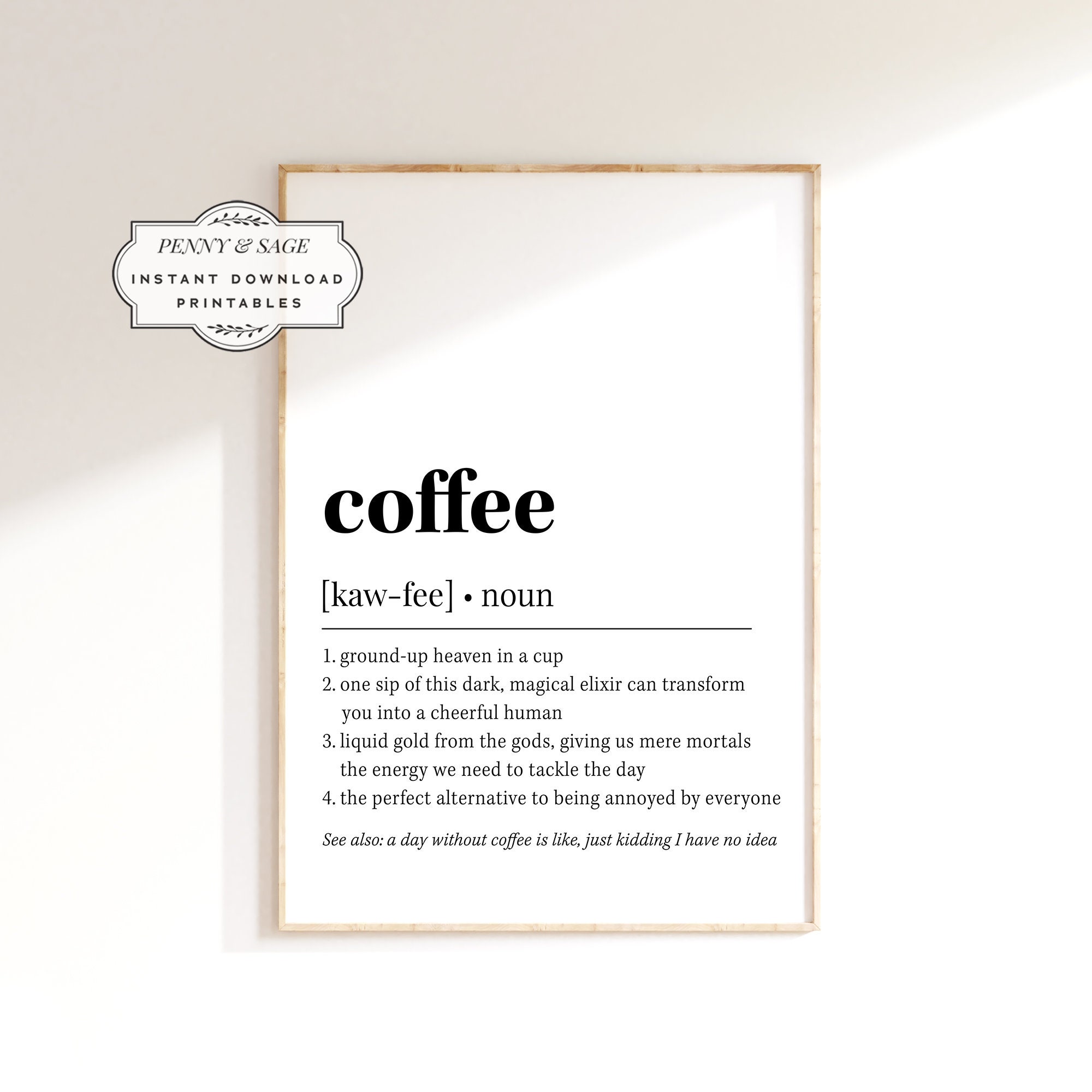 Coffee Definition Print, Coffee Quote Decor, Coffee Bar Sign, PRINTABLE ...