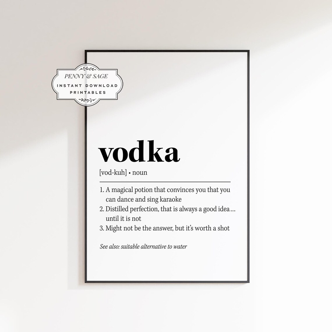 Vodka Definition Printable, Trendy Bar Print, Cocktail Kitchen Art ...