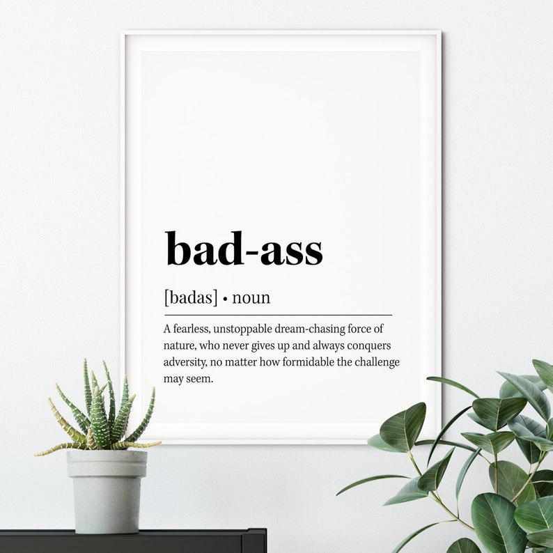 Badass Definition Wall Art, Bad-ass Quote Decor, Funny Office Wall Art ...