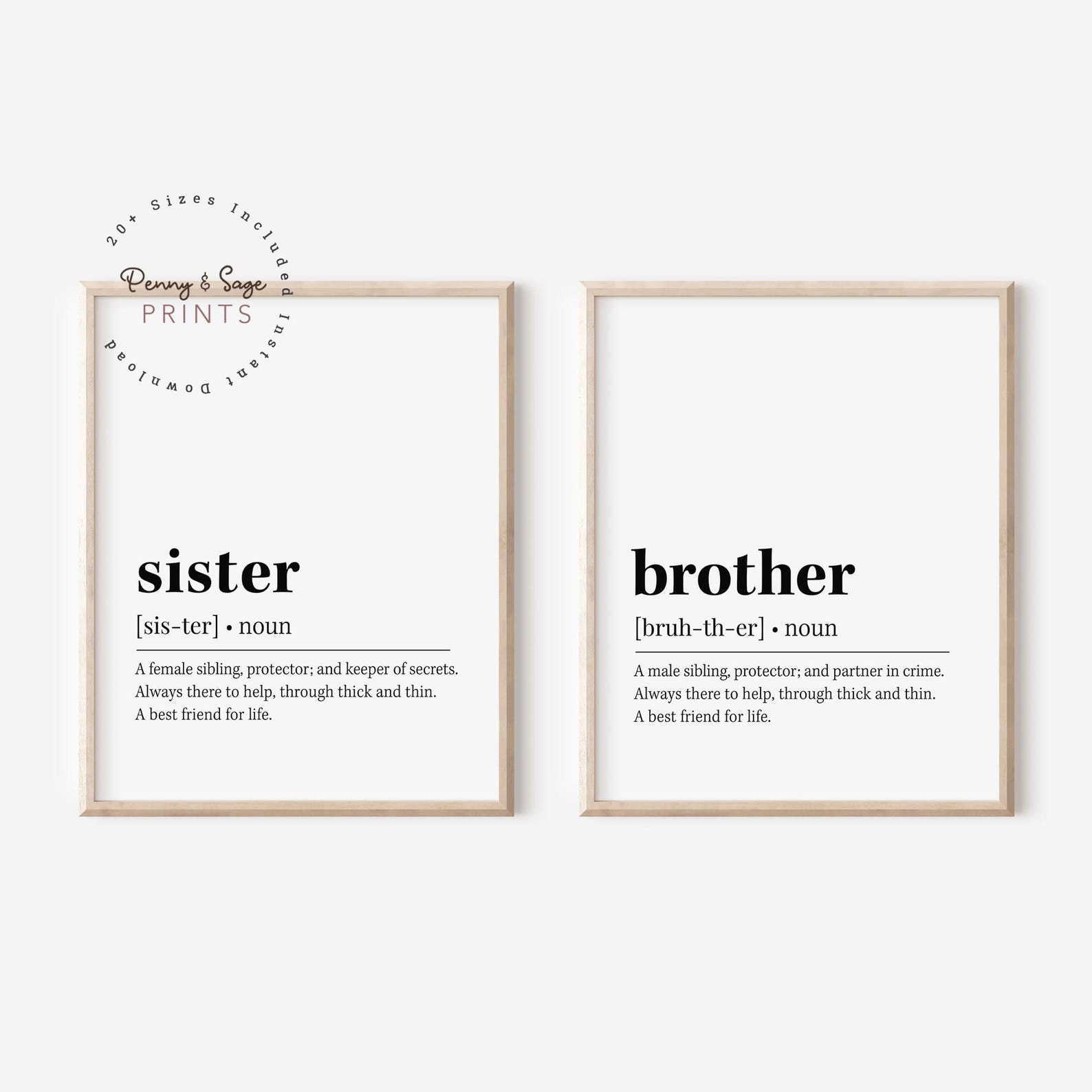 Brother and Sister Definition Wall Art, Brother Sister Quote Decor ...
