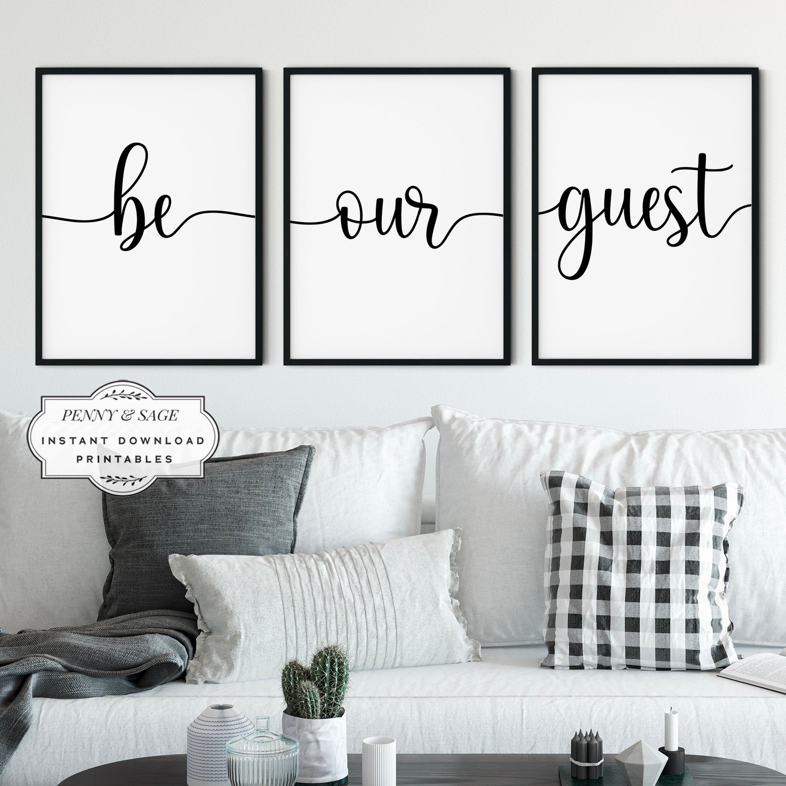 Set of 3 Be Our Guest Prints, Be Our Guest PRINTABLE Wall Art, Guest ...