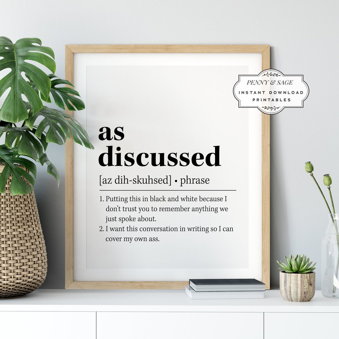 As Discussed Definition Printable, Funny Office Quote Print, Home ...