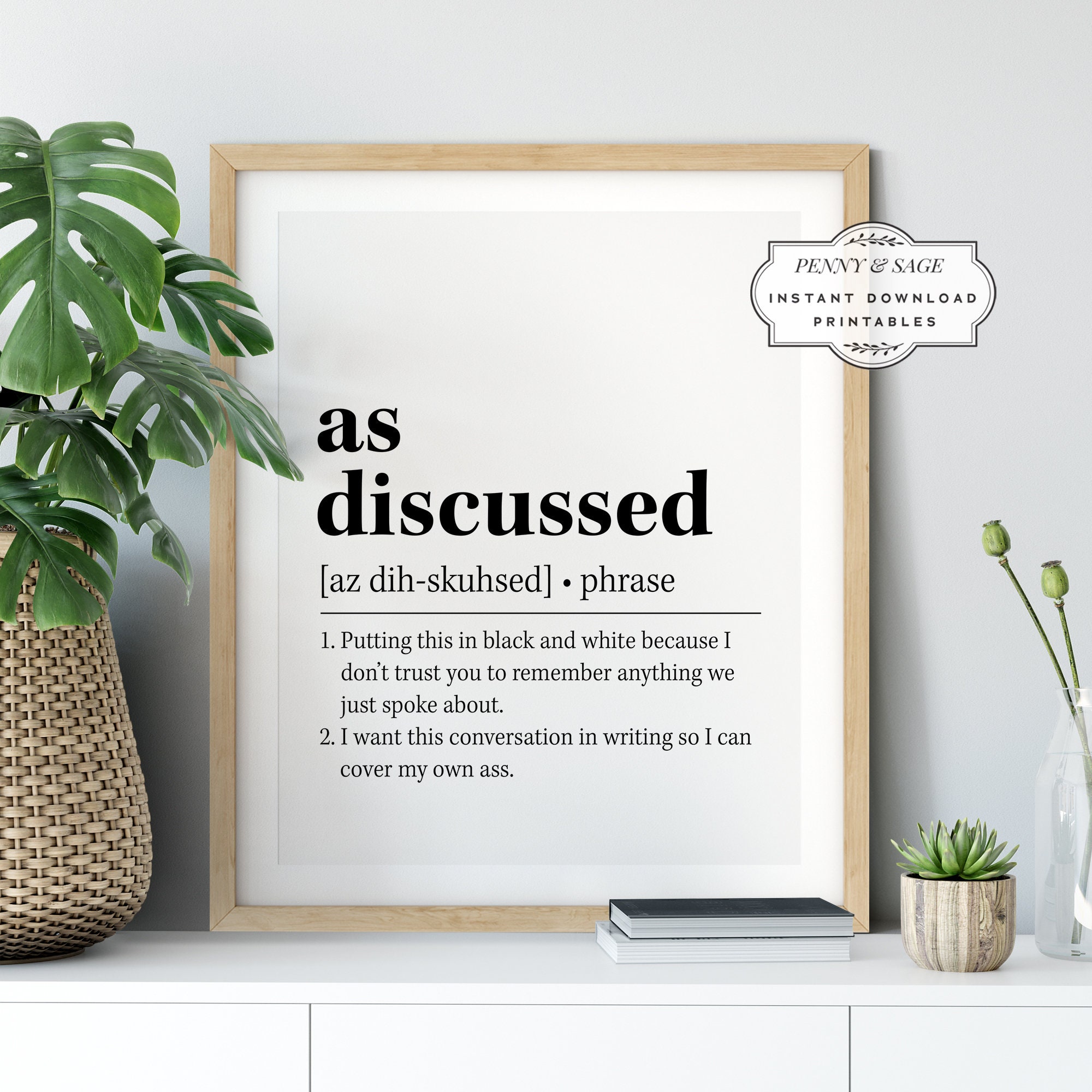 As Discussed Definition Printable, Funny Office Quote Print, Home ...