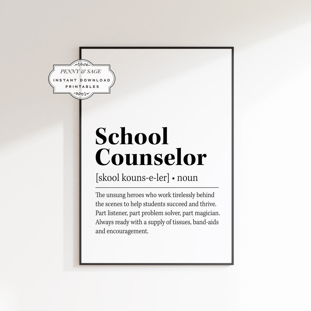School Counselor Definition Printable Wall Art, Counselor Appreciation ...