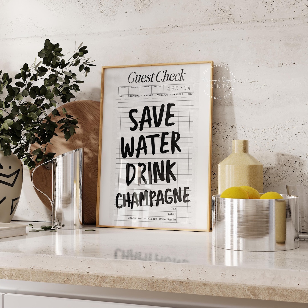 Guest Check Save Water Drink Champagne, Trendy Guest Check, Retro ...