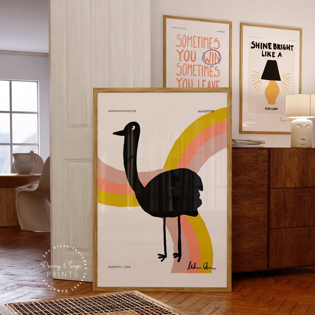 Retro Positive Poster Gallery Wall Art, Trendy Wall Art, Trippy Kitchen ...