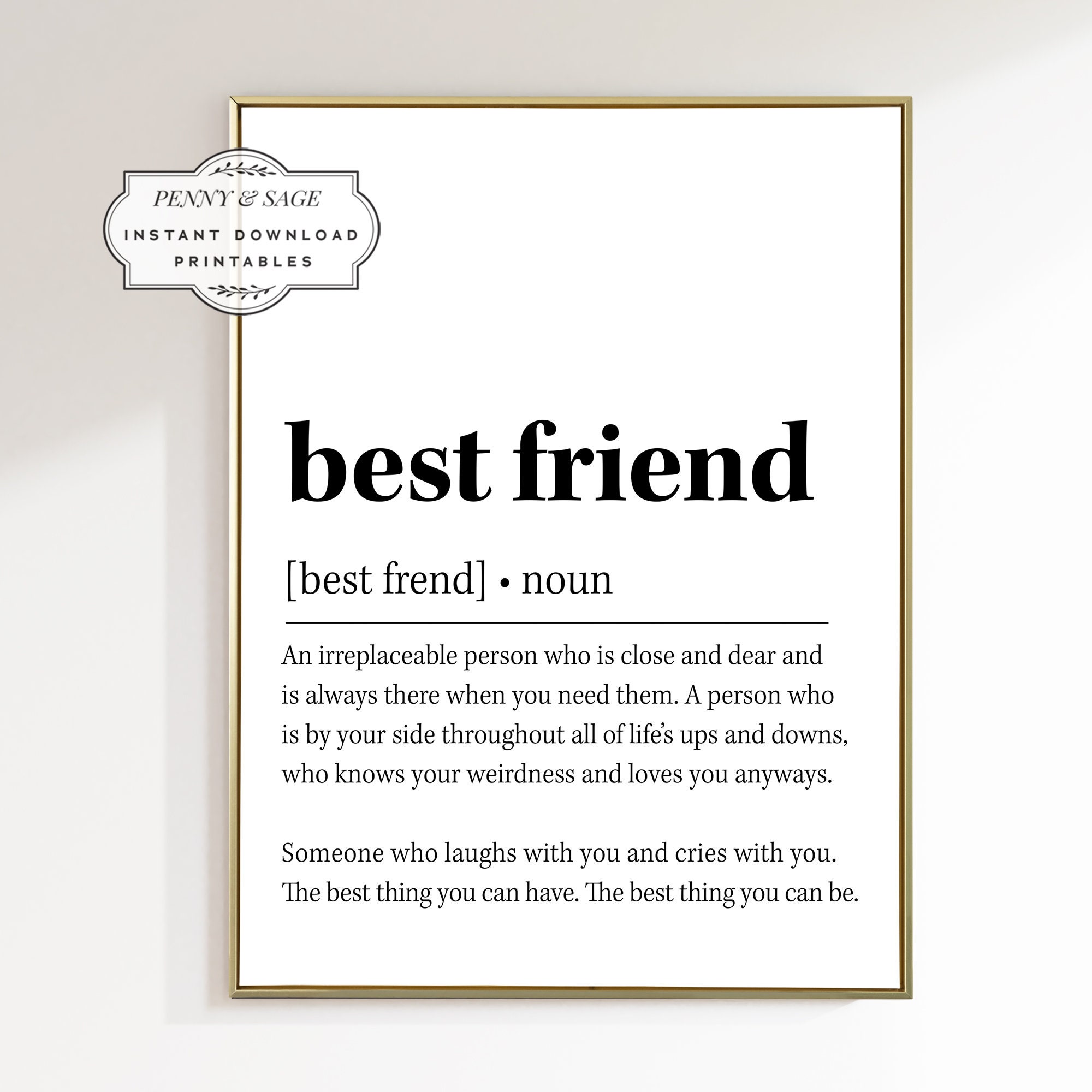 Best Friend Definition Print, Best Friend Gift, Definition Home Print ...