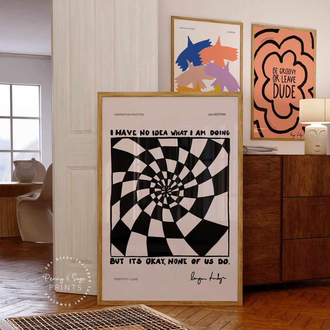 Retro Positive Poster Gallery Wall Art, Trendy Wall Art, It's Okay ...