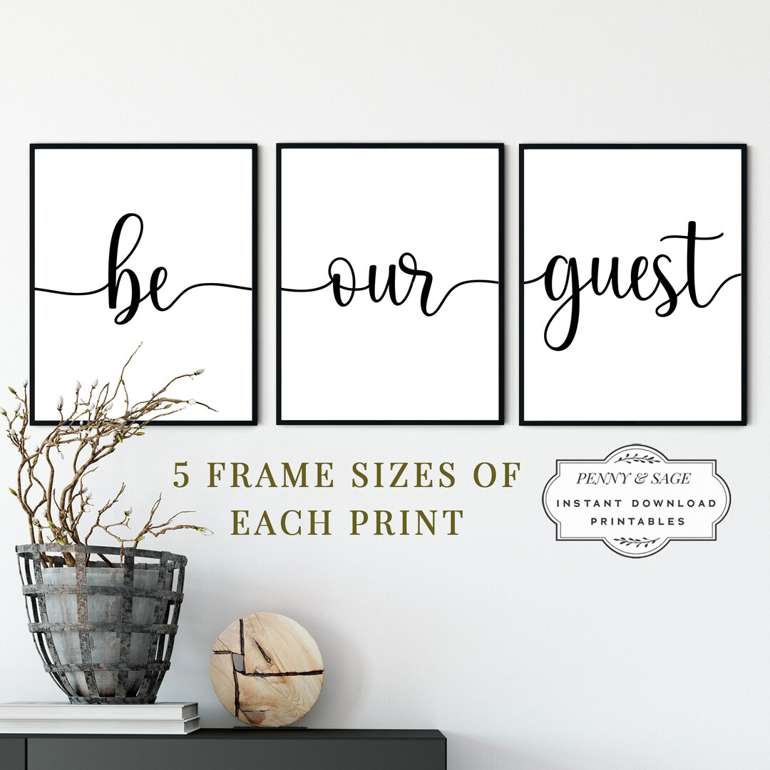 Set of 3 Be Our Guest Prints, Be Our Guest PRINTABLE Wall Art, Guest ...