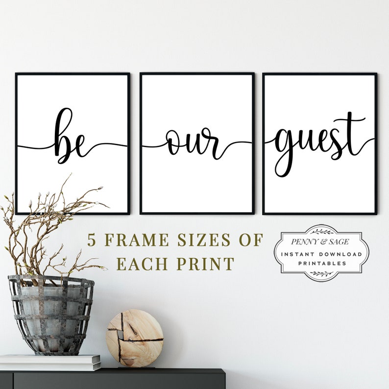 Set of 3 Be Our Guest Prints, Be Our Guest PRINTABLE Wall Art, Guest ...