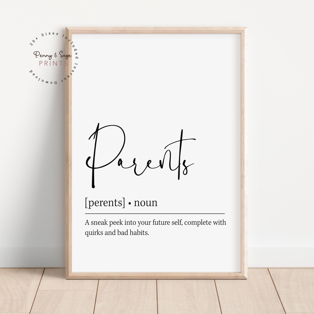 Parents Definition Wall Art, Mom and Dad Quote Decor, Delightful ...