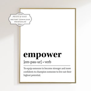 Empower Definition Printable Wall Art, Empower Quote Print, Women ...