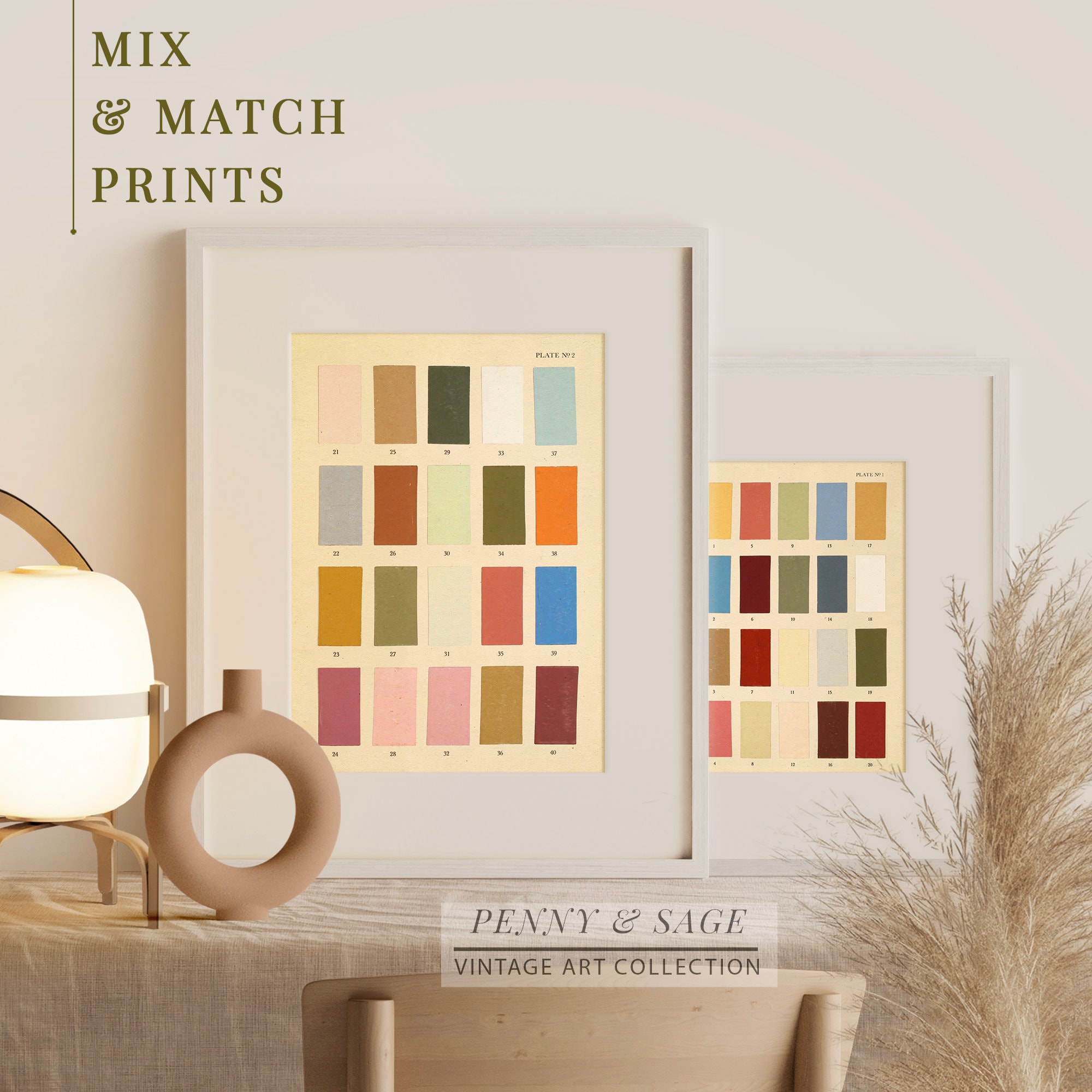 Vintage Paint Swatches No 2, Vintage Colors Chart, PRINTABLE Wall Art ...