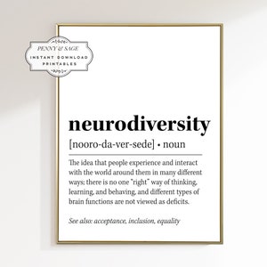 Neurodiversity Definition Printable Wall Art, Neurodiversity Quote ...