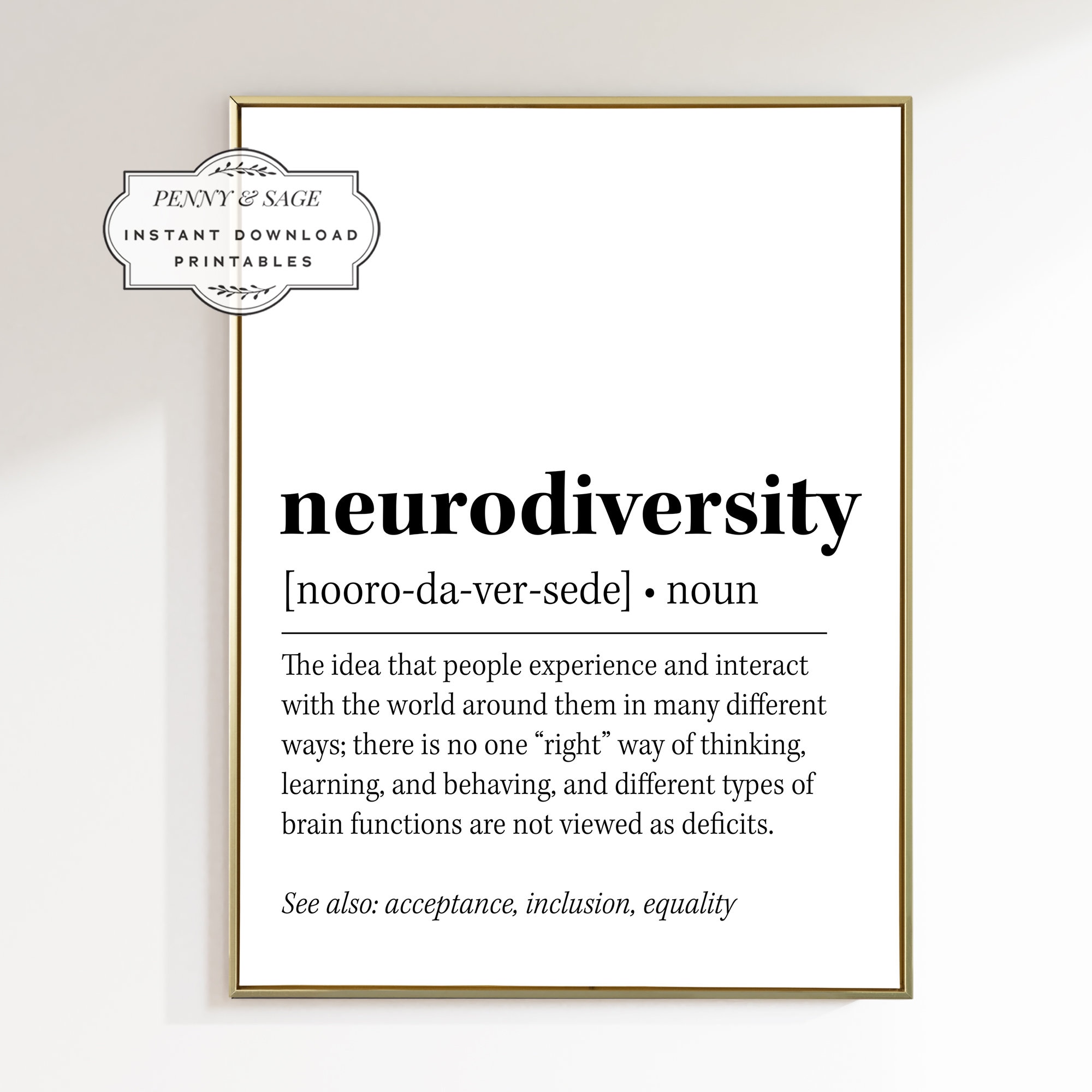 Neurodiversity Definition Printable Wall Art, Neurodiversity Quote ...