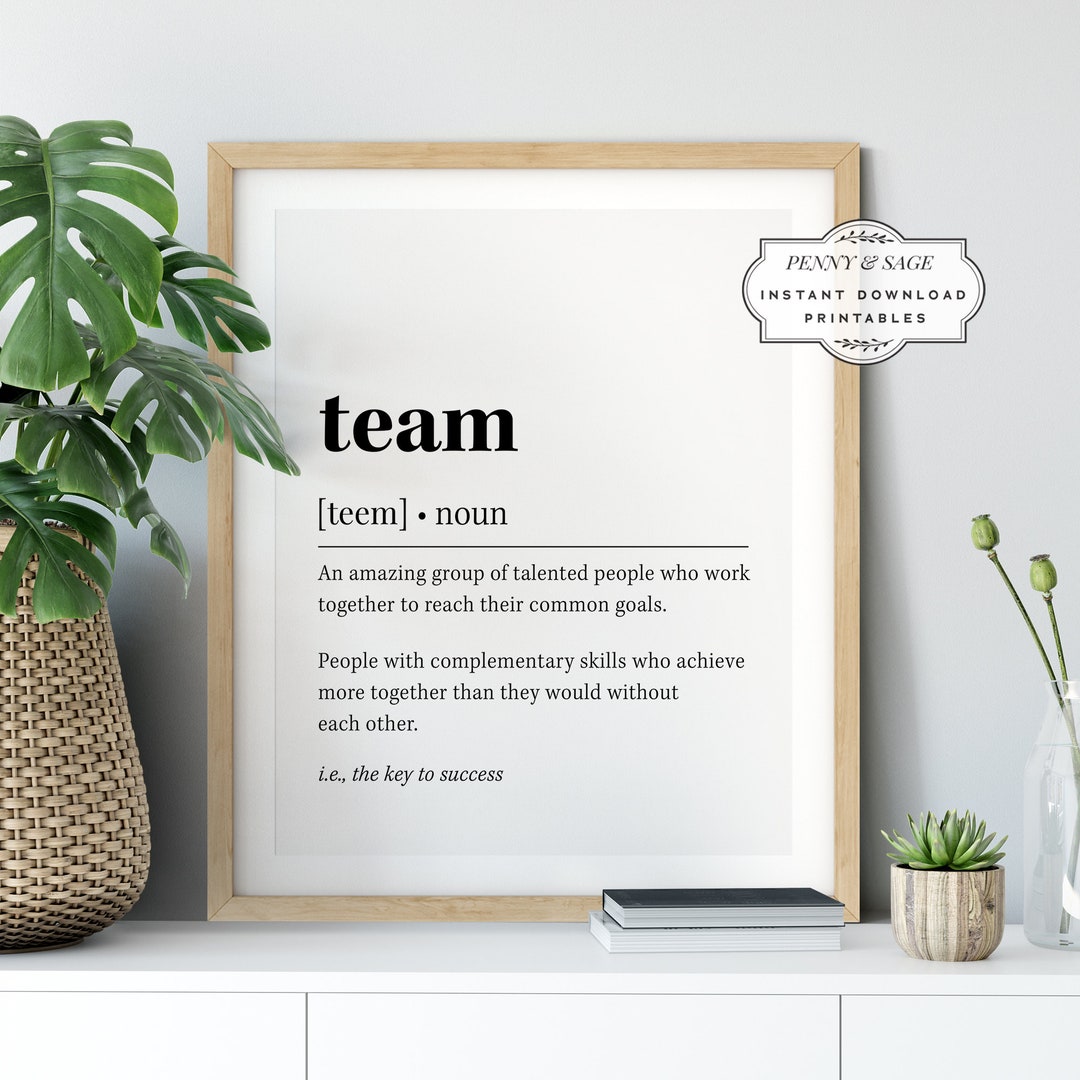 Team Definition Wall Art, Team Quote Decor, Black and White Prints ...