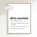 Dirty Martini Definition Printable, Trendy Bar Print, Cocktail Kitchen ...