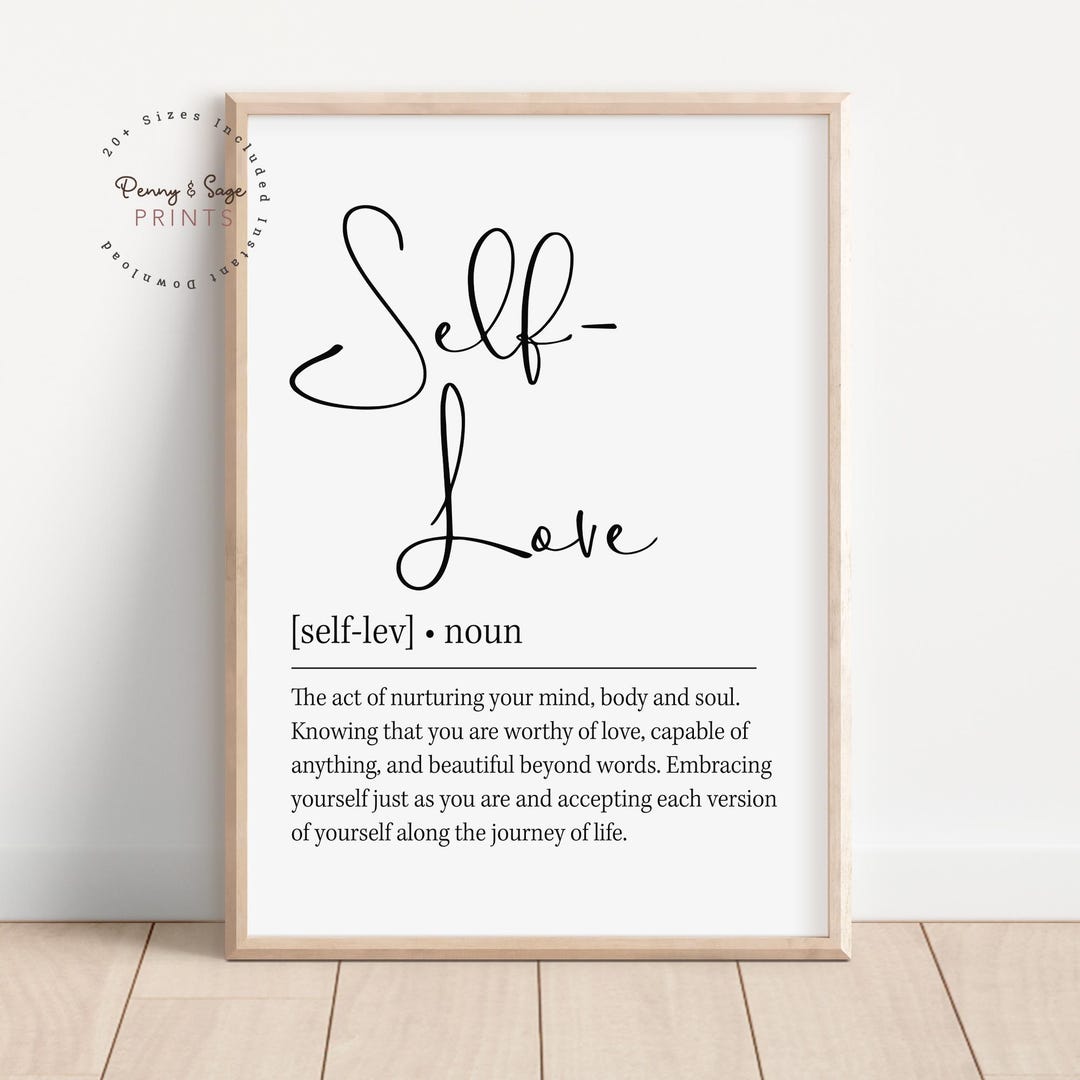Self Love Definition Wall Art, Mindset Quote Decor, Positive Quotes ...