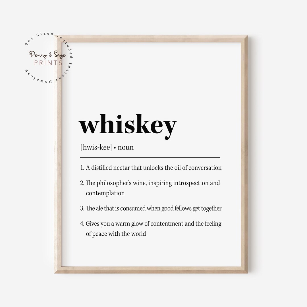 Whiskey Definition Printable, Trendy Bar Print, Cocktail Kitchen Art ...