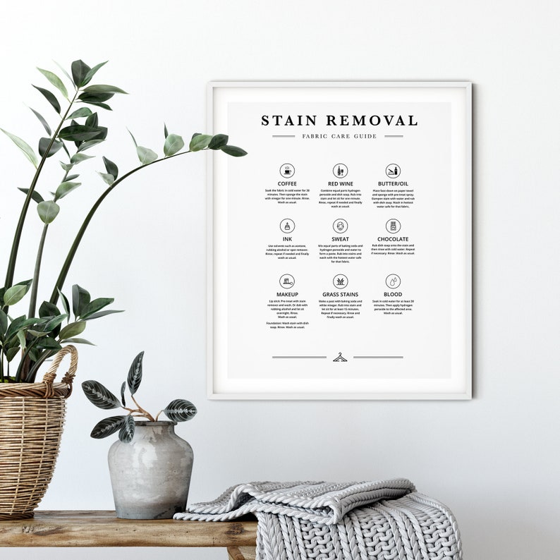 Laundry Room Art, Laundry Room Stain Removal Print, Stain Removal Print ...