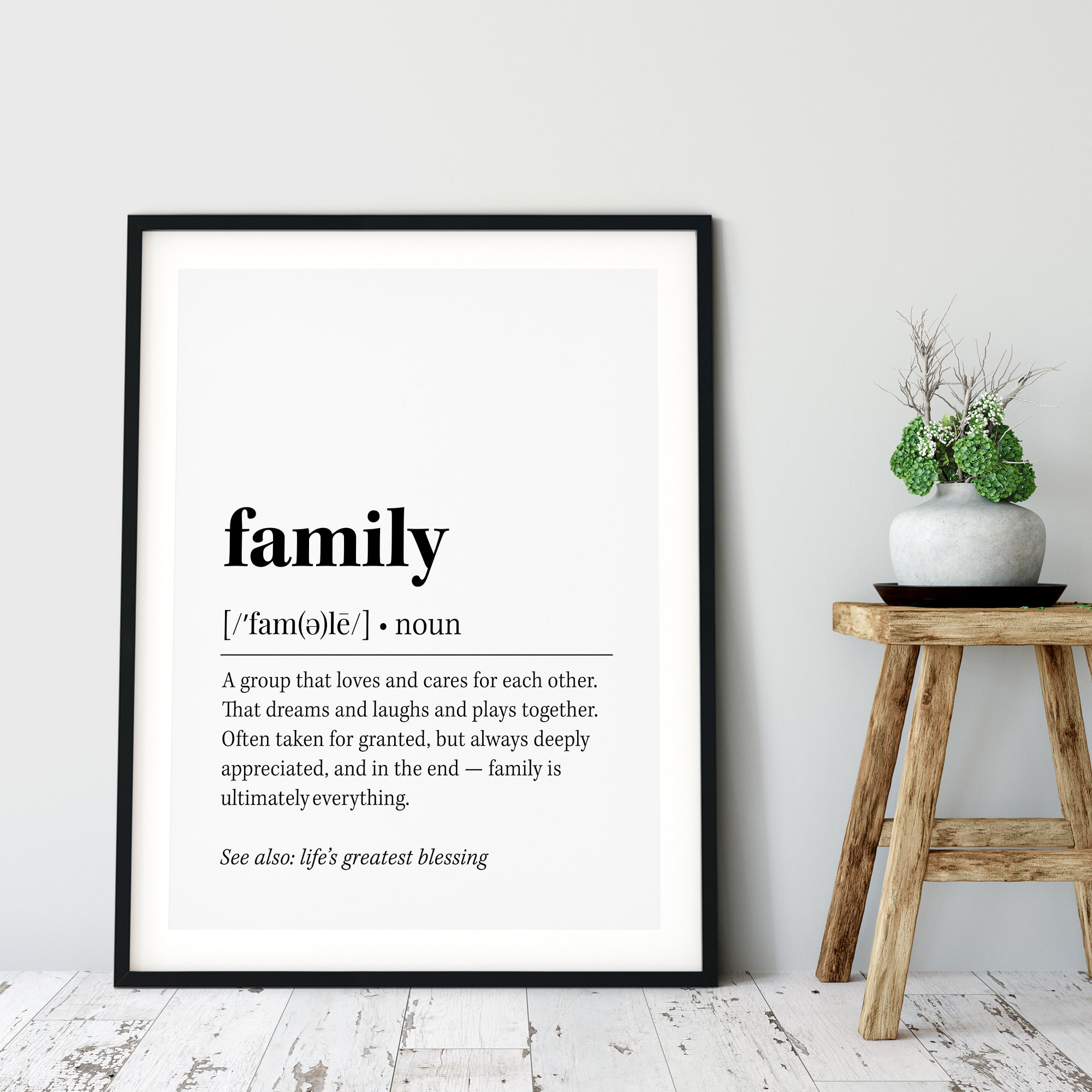 Family Definition Wall Art, Family Quote Decor, Black and White Prints ...