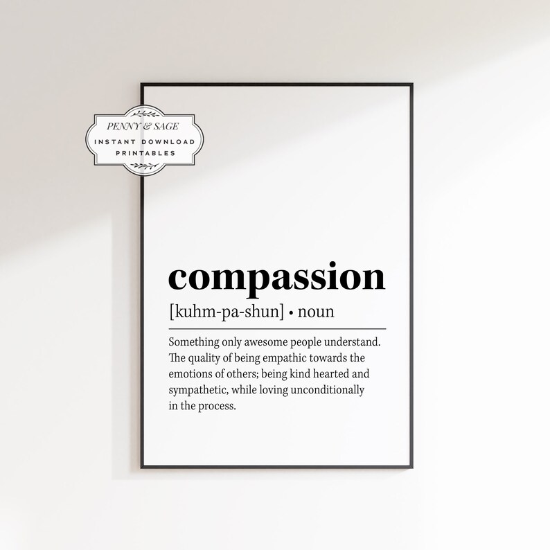 Compassion Definition Printable Wall Art, Therapist Quote Print, Social ...