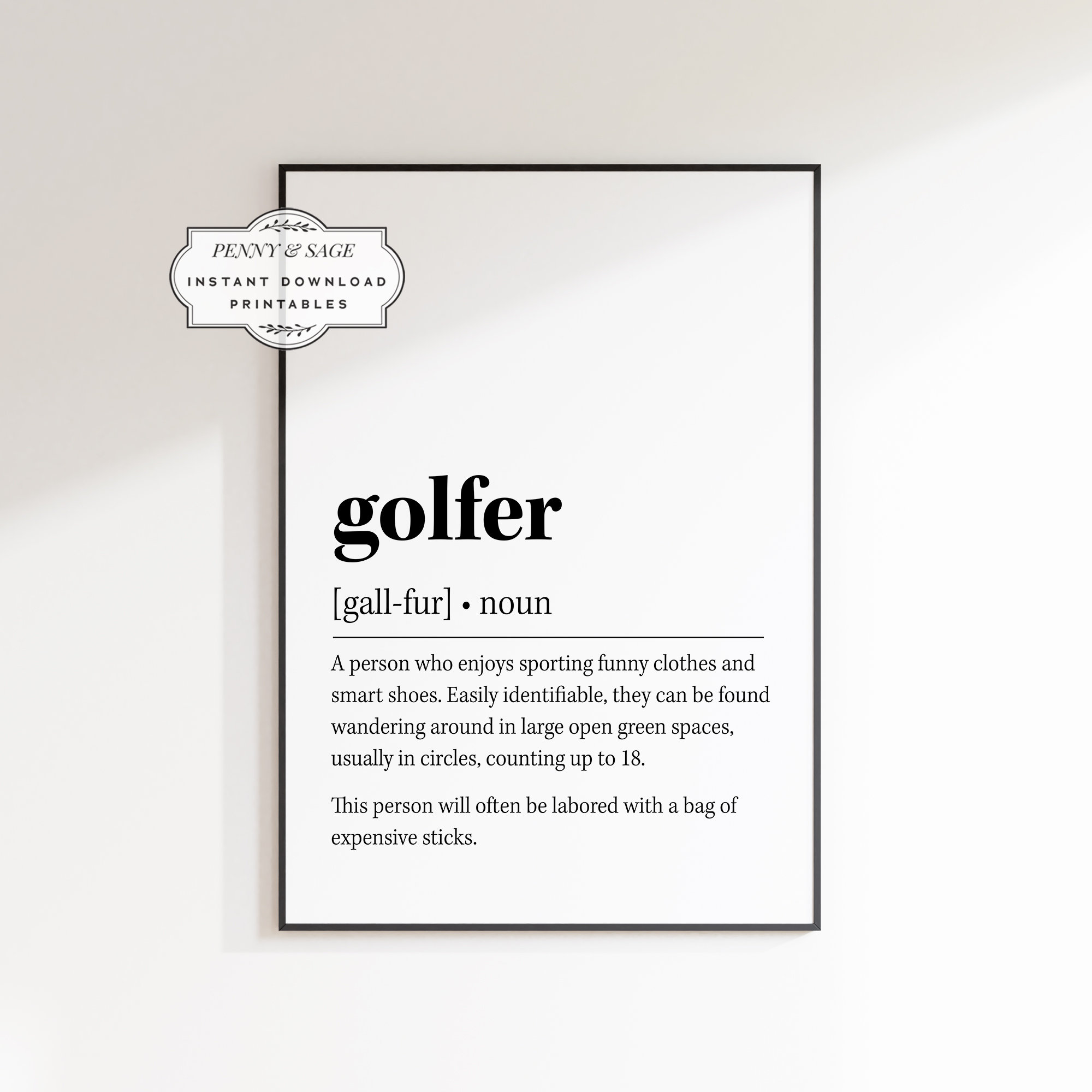 Golfer Definition Print, Golfer Definition Poster, Gift Golf Print ...