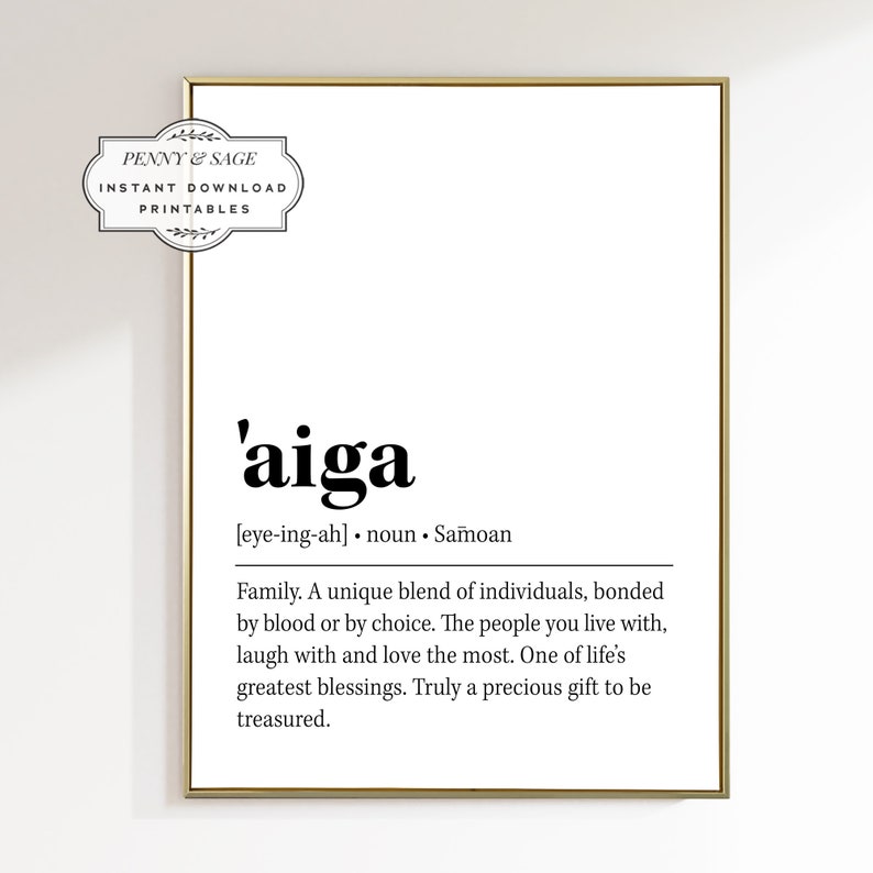 Samoan Aiga Definition Print, Family Wall Decor, Aiga Definition Print ...