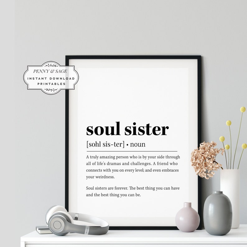 Soul Sister Definition Wall Art, Best Friends Quote Decor, PRINTABLE ...