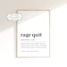 Rage Quit Definition Print, Gamer Gift, Funny Definition PRINTABLE Art ...