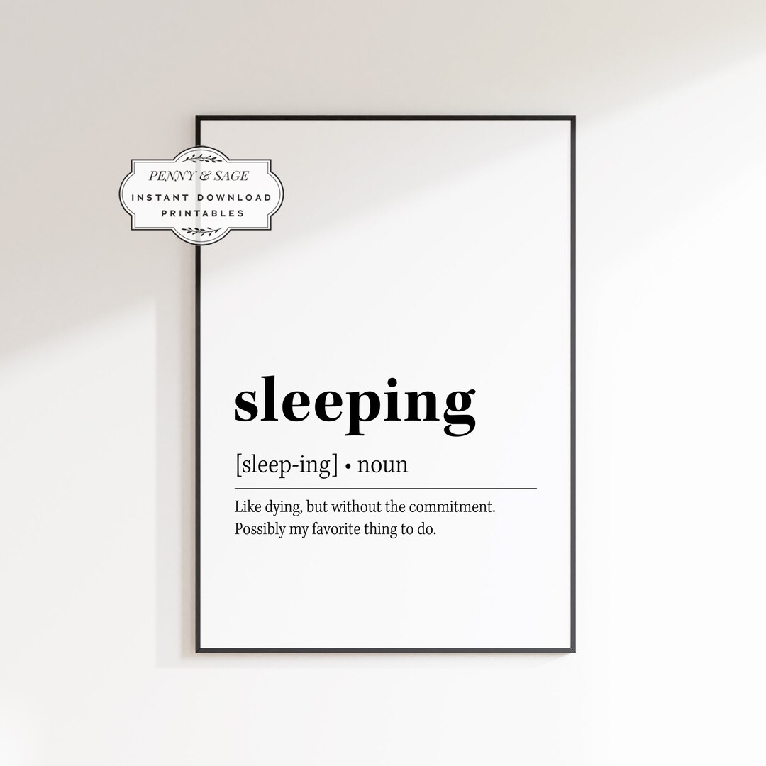 Sleeping Definition Print, Bedroom Wall Art, Funny Teenager Room Decor ...