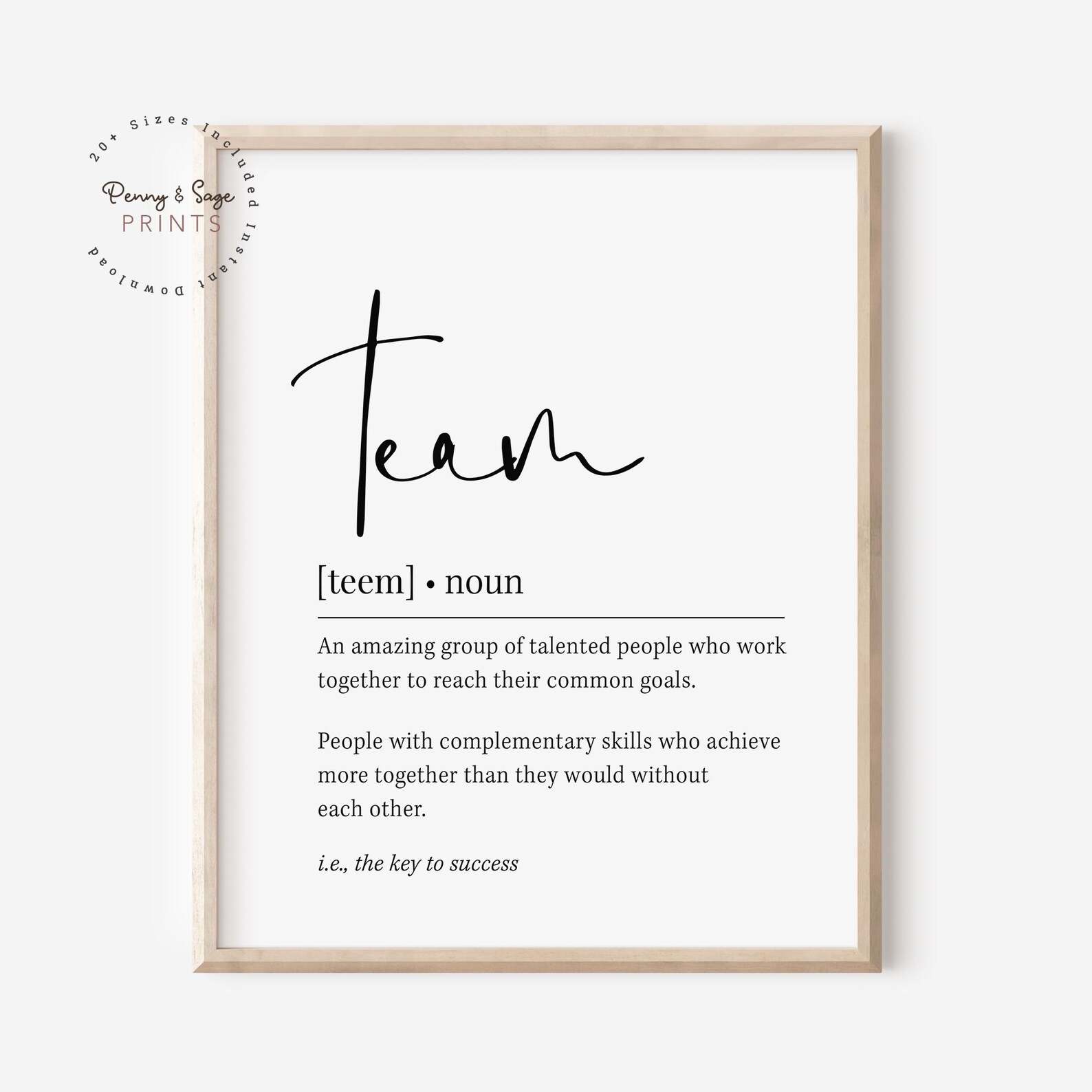 Team Definition Wall Art, Team Quote Decor, Black and White Prints ...
