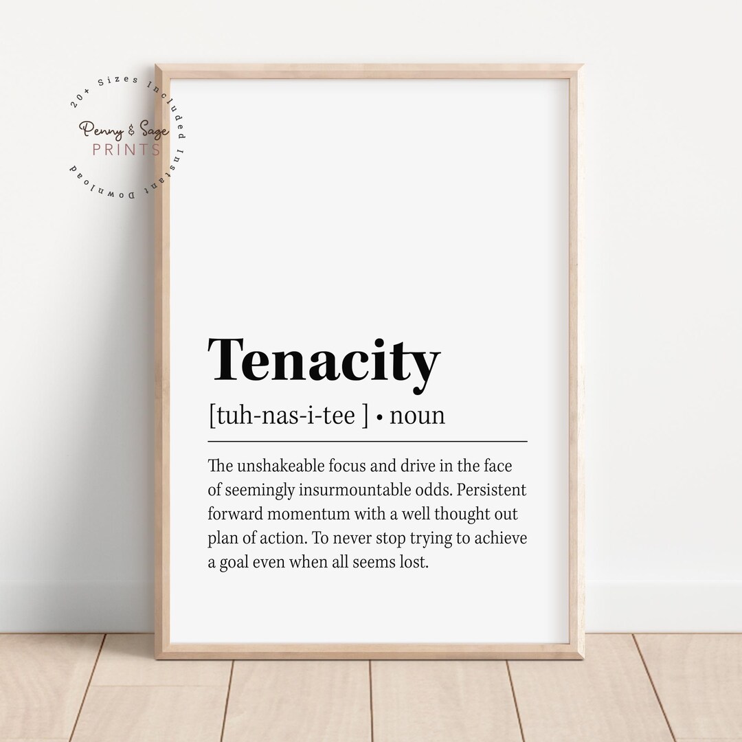 Tenacity Definition Printable Wall Art, Resilience Quotes Poster ...