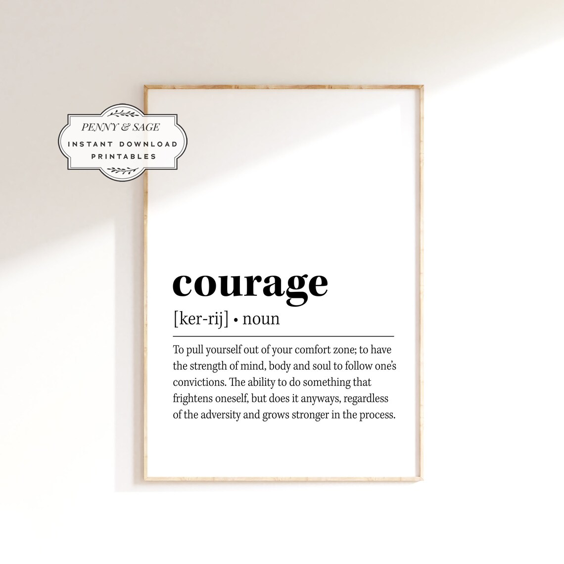 Courage Definition Printable Wall Art, Courage Quote Print, Social ...
