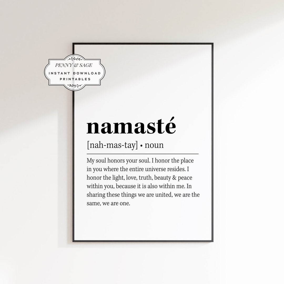 Namaste Definition Printable, Yoga Studio Printable, Namaste Quote ...