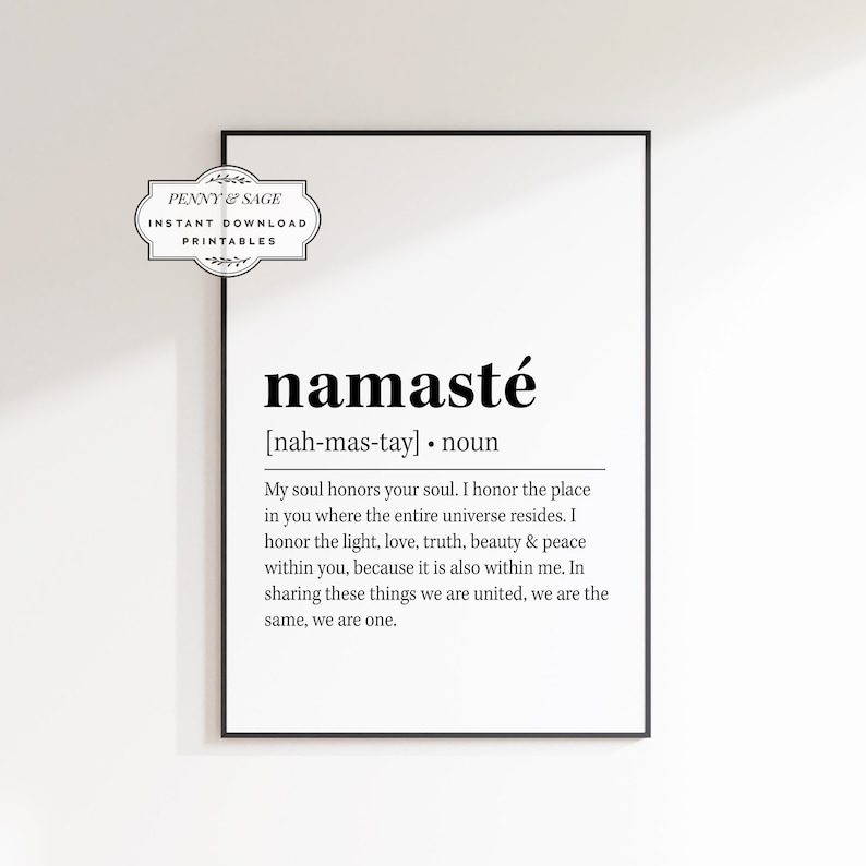 Namaste Definition Printable, Yoga Studio Printable, Namaste Quote ...